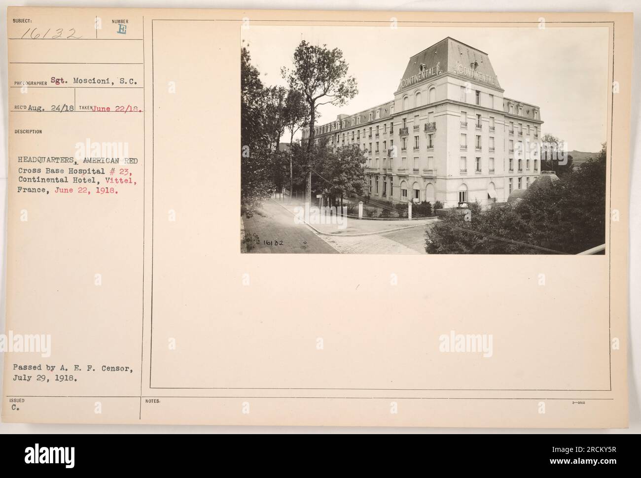 Sgt. Moscioni of the American Red Cross Base Hospital #23 is pictured ...