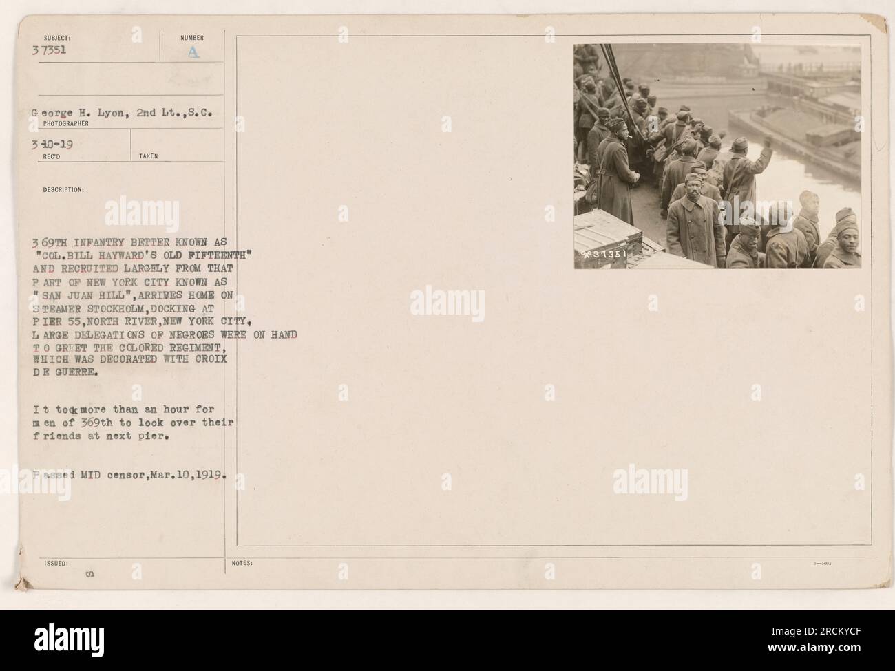 2nd Lt. George H. Lyon of the 69th Infantry, also known as "Col. Bill ...