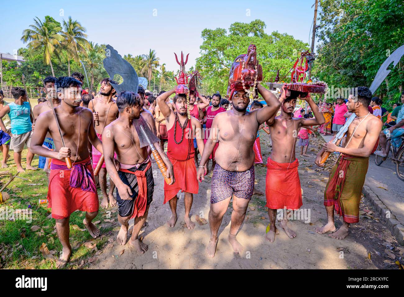 Scenes of Charak, Gajan festival of Bengal, India with copy space Stock ...