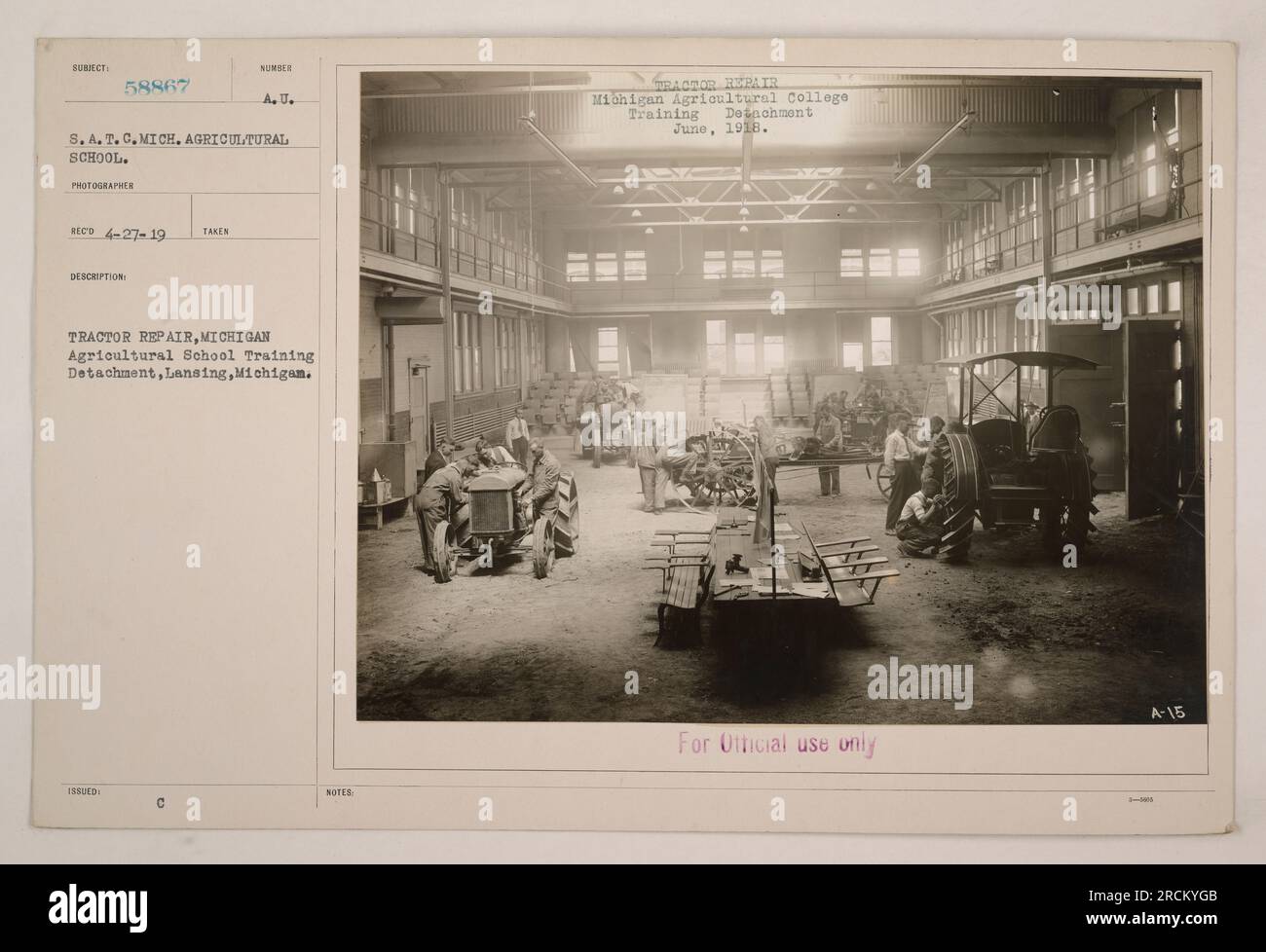 Tractor repair being carried out at the Michigan Agricultural School ...