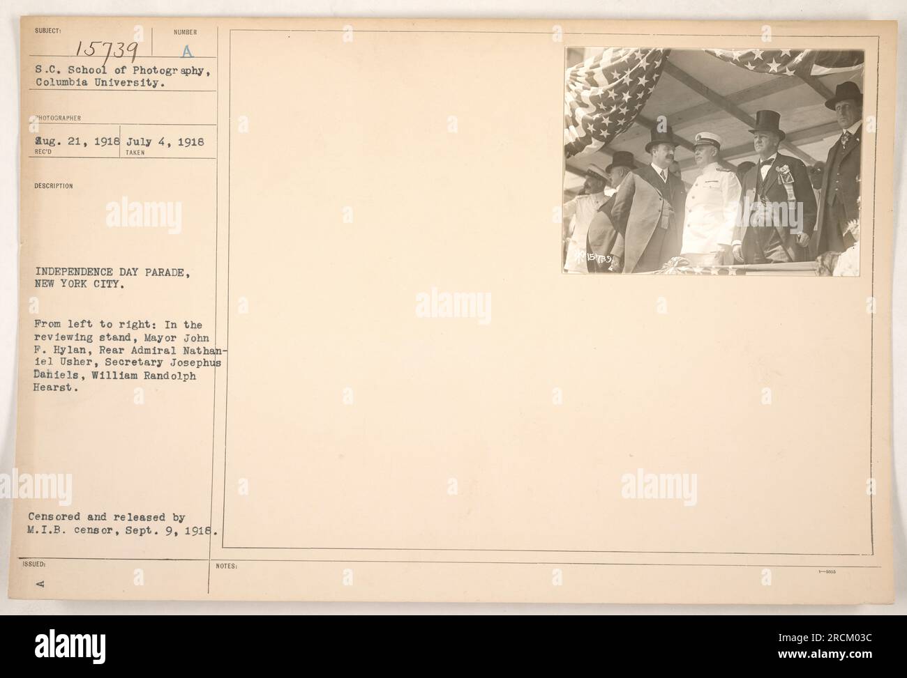 Mayor John F. Hylan, Rear Admiral Nathan- iel Usher, Secretary Josephus ...