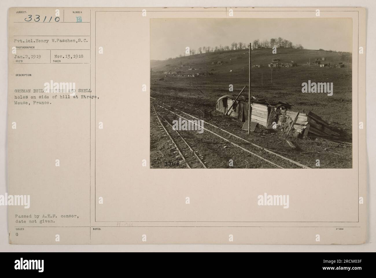 Private Henry W. Paschen photographed on January 2, 1919, standing near ...