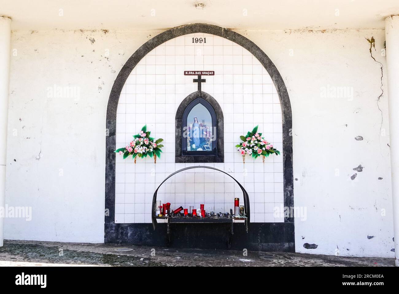 Roman catholic shrine for fisherman at the fish docks on the waterfront ...
