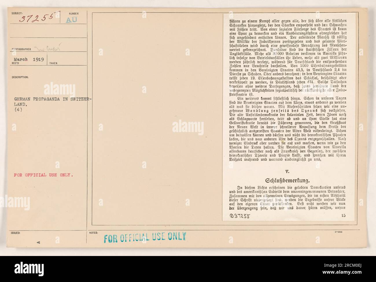 German propaganda pamphlet discussing the social and economic ...