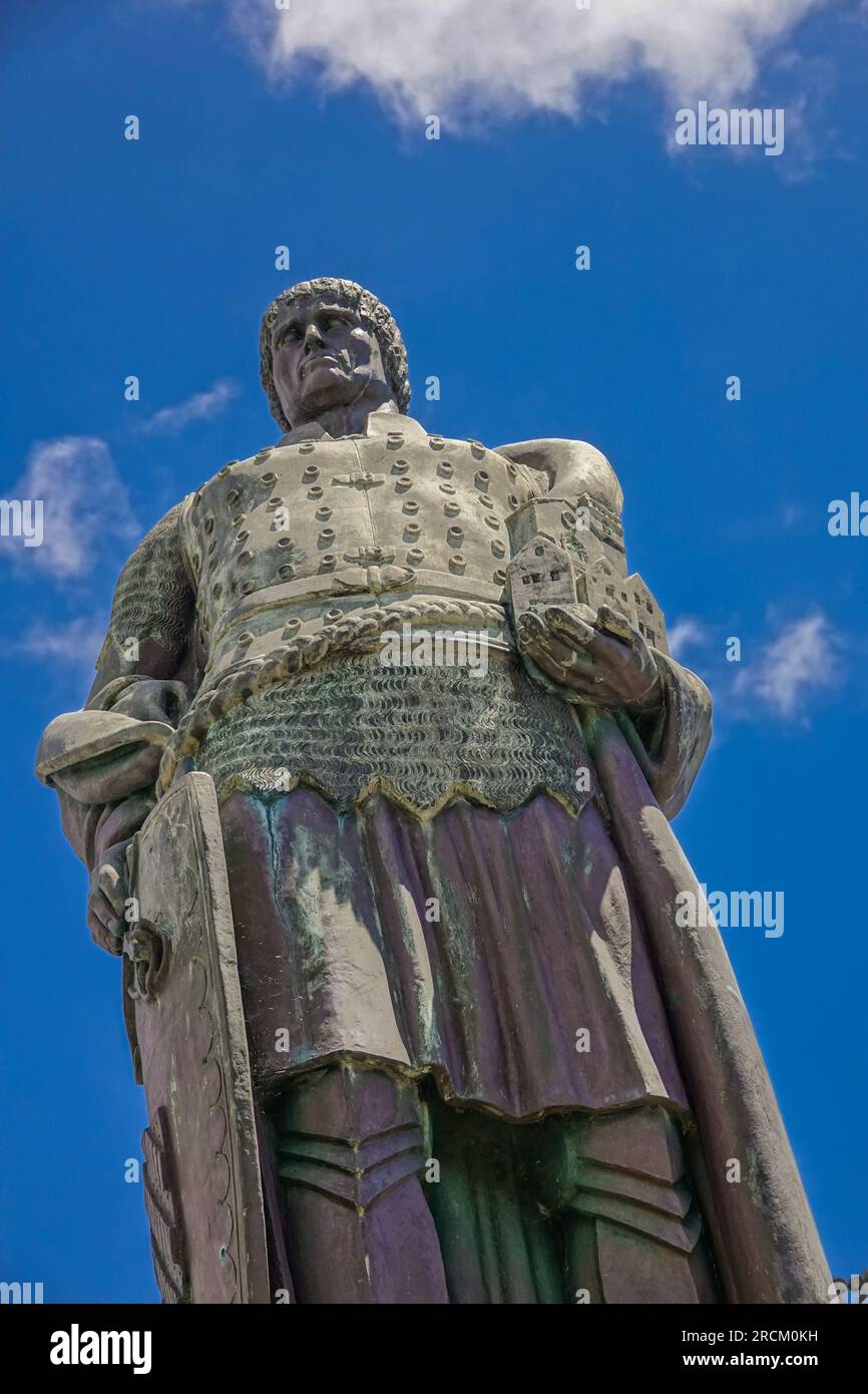 Statue of Gonçalo Vaz Botelho, located at Largo do Concelho in the ...