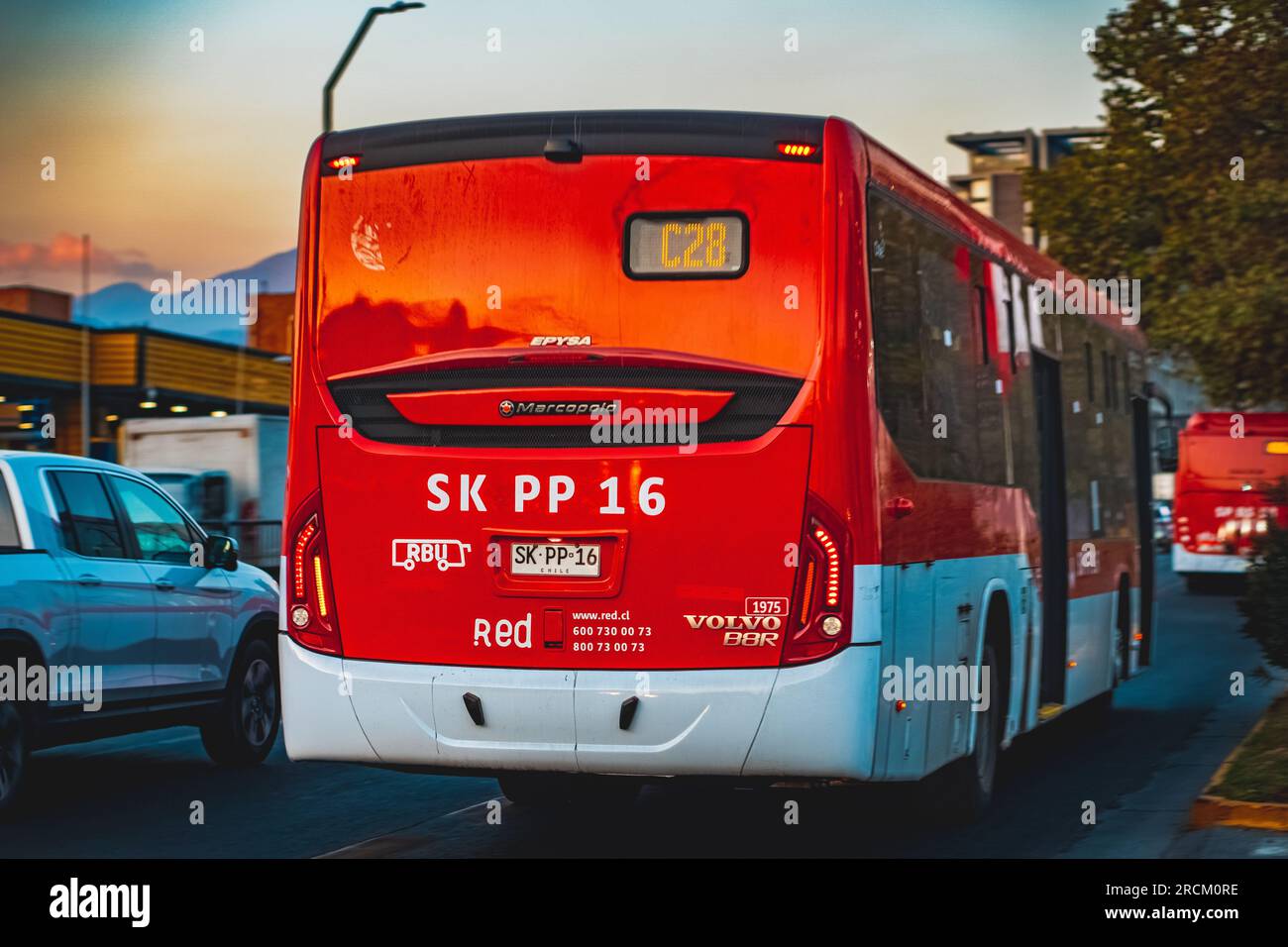 Santiago, Chile - April 24 2023: A public transport Transantiago, or Red Metropolitana de ...