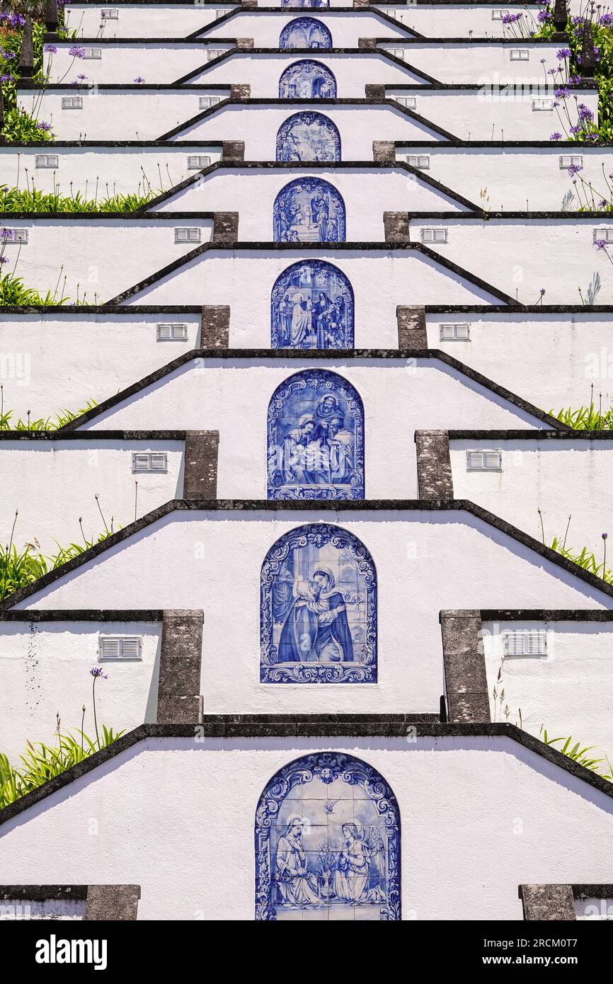 The Ave Maria prayer stairs at the Hermitage of Nossa Senhora da Paz or ...