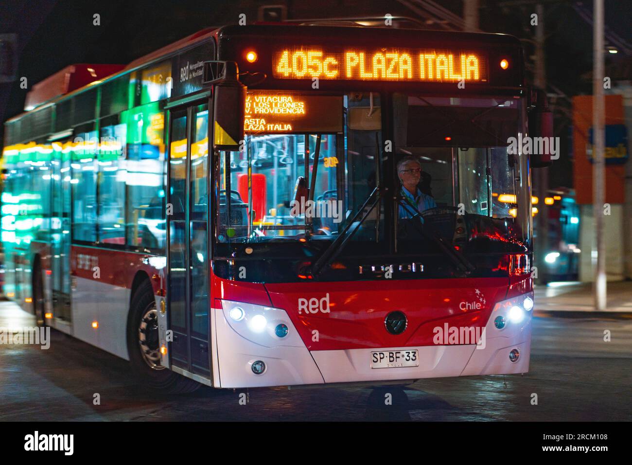 Santiago, Chile - April 24 2023: A public transport Transantiago, or ...