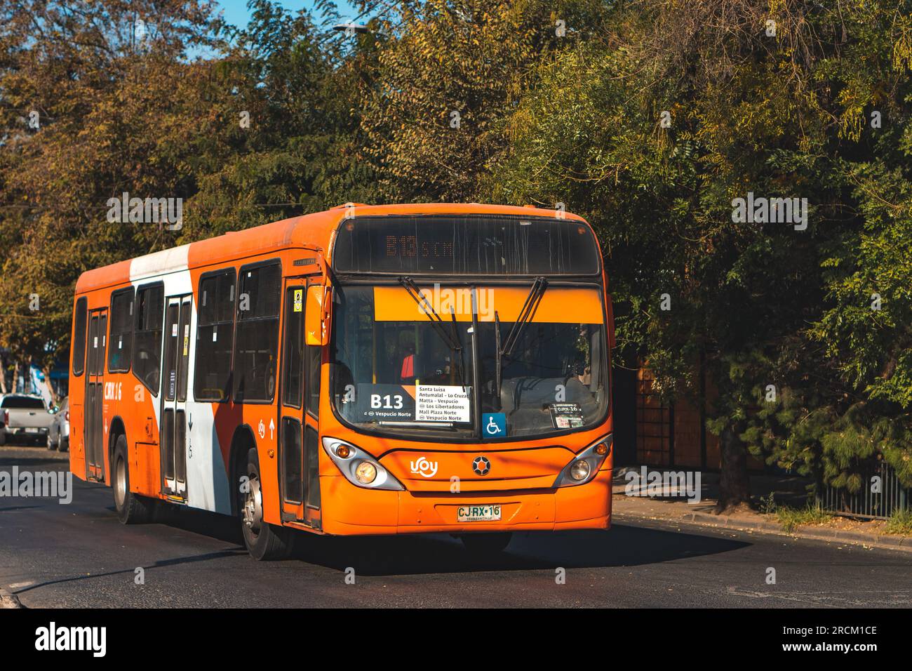 Santiago, Chile - April 24 2023: A public transport Transantiago, or ...