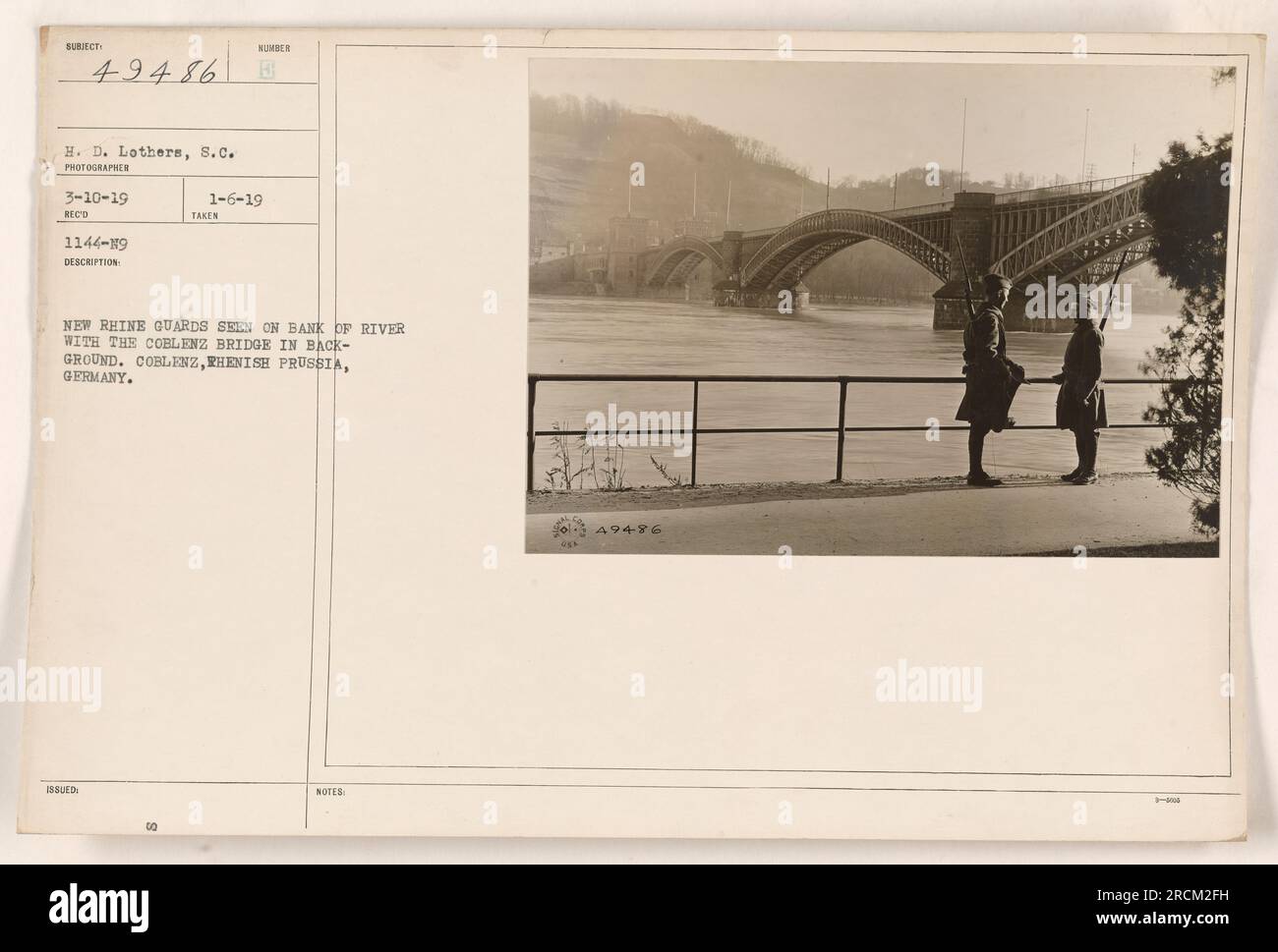 Newly deployed Rhine guards stand on the bank of the River with the ...
