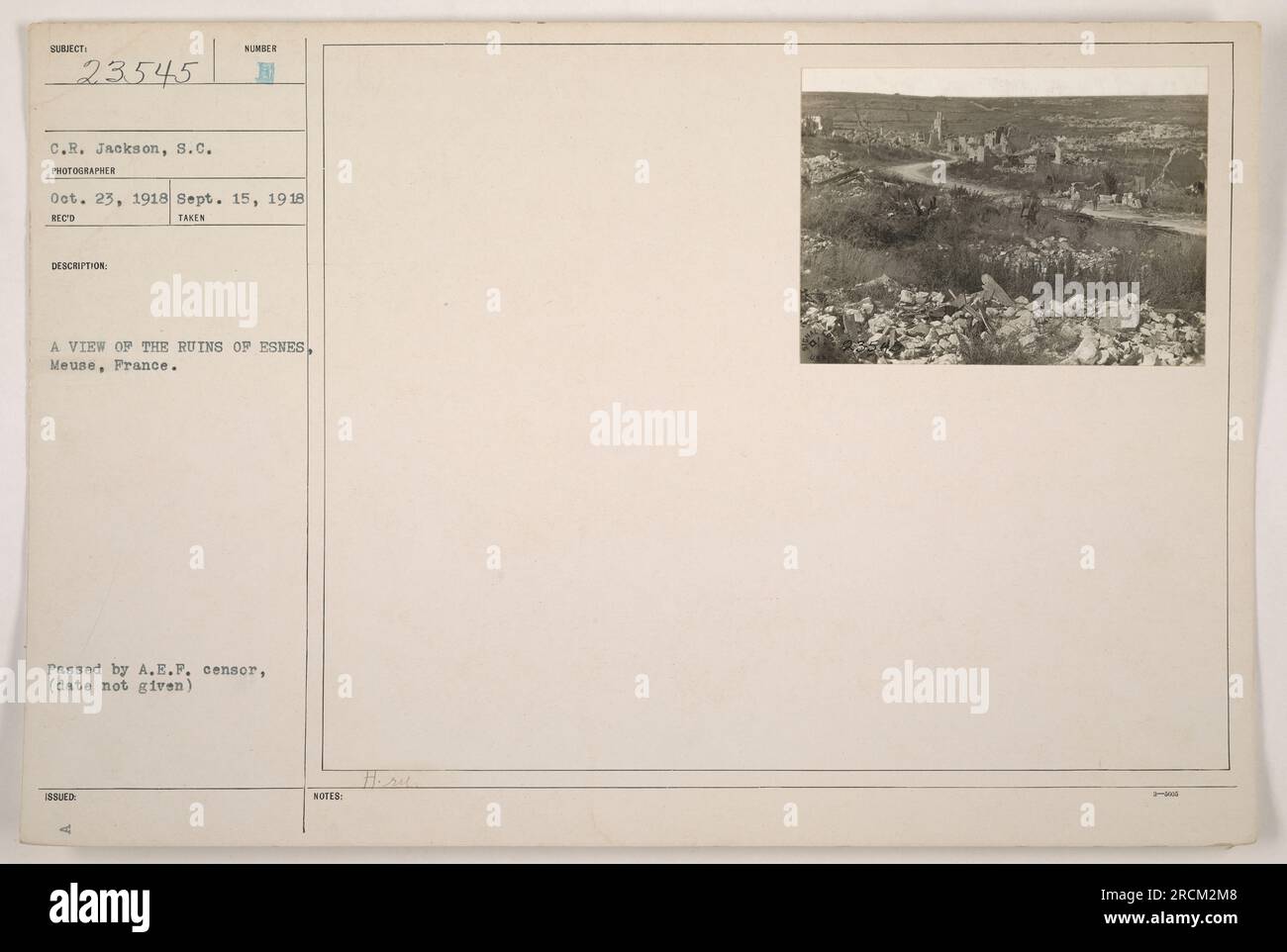 This image showcases the ruins of ESNES in Meuse, France during World ...