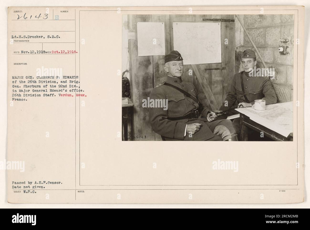 Major General Clarence R. Edwards of the 26th Division, and Brigadier ...