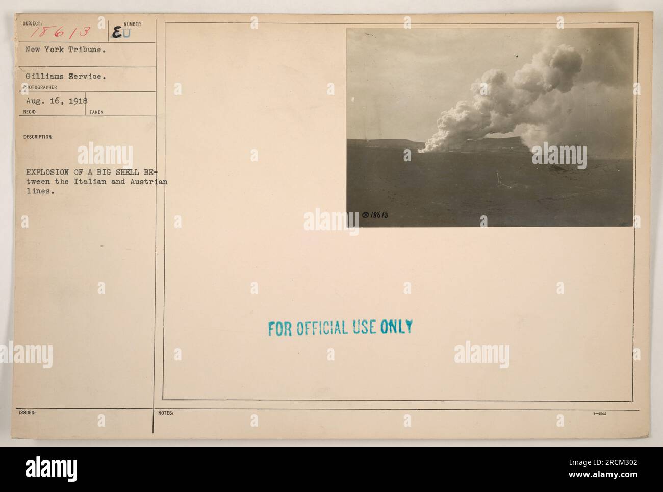 This image captures the aftermath of a large shell explosion between ...