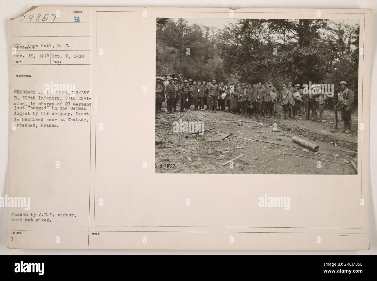 Sergeant J. B. Reitz, from Company B of the 308th Infantry, 77th ...