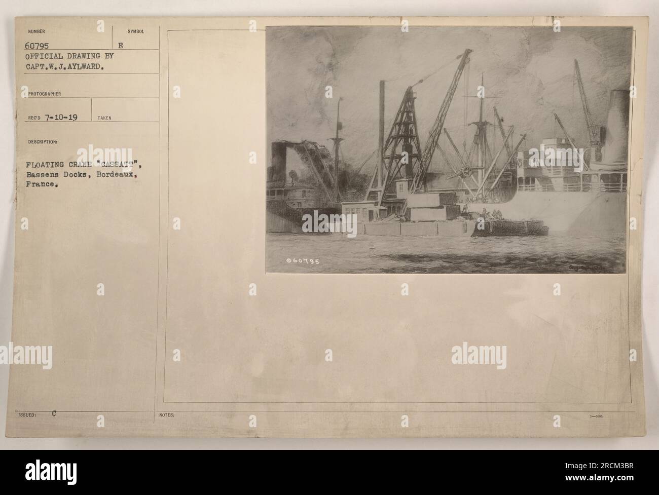The photograph shows the floating crane "Cassatt" at the Bassens Docks ...