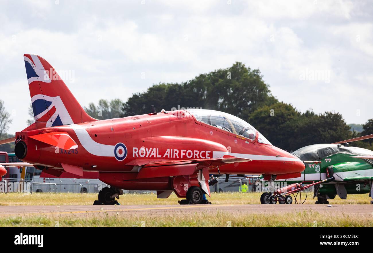 The Red Arrows parked on the apron at Royal International air show at ...
