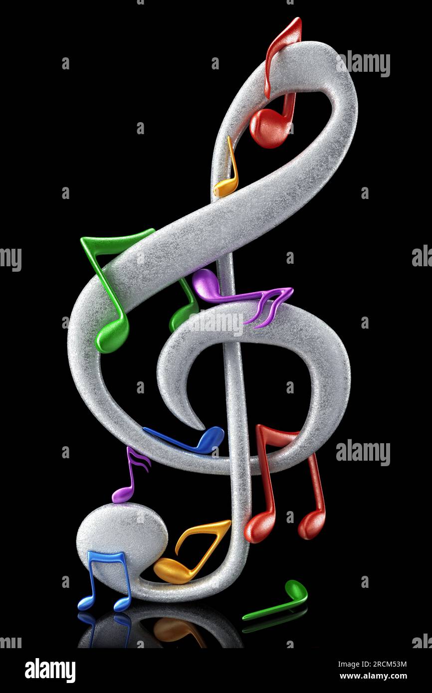Colorful musical notes - 3d render Stock Photo - Alamy
