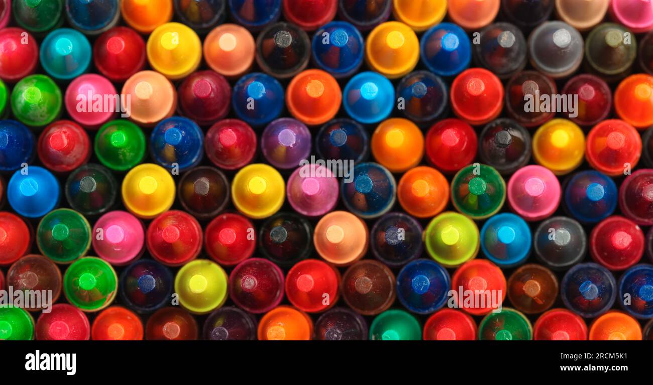 Collection of colorful crayons mixed together Stock Photo - Alamy