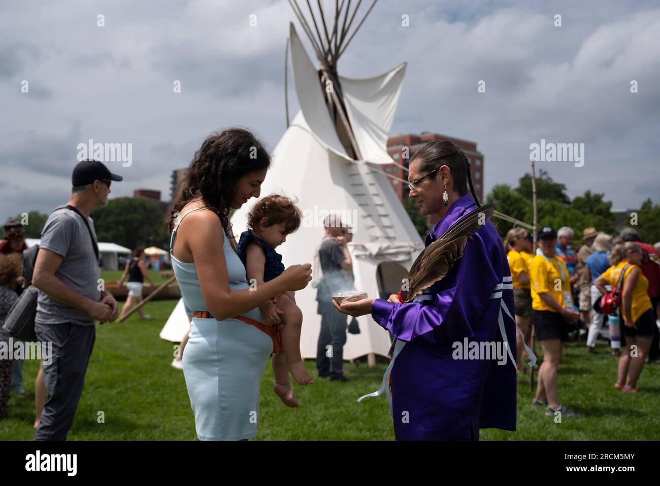Halifax, Canada. 15th July, 2023. Clifford Copage, right, a Fire Keeper ...