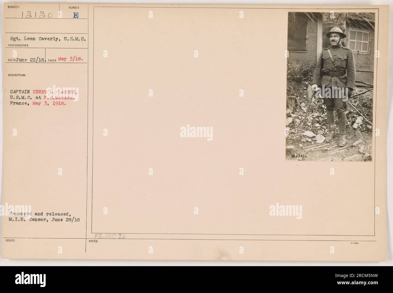 Caption: Captain Henry L. Larsen, U.S.M.C., photographed at P.C. Moscou ...