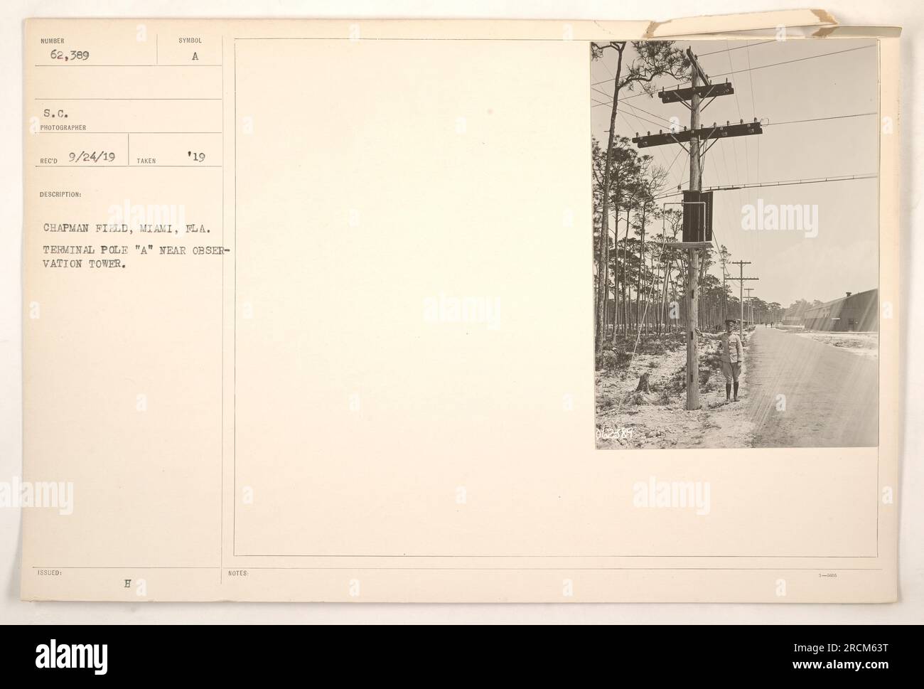 Chapman Field, Miami, 1919. This photograph shows Terminal pole "A ...