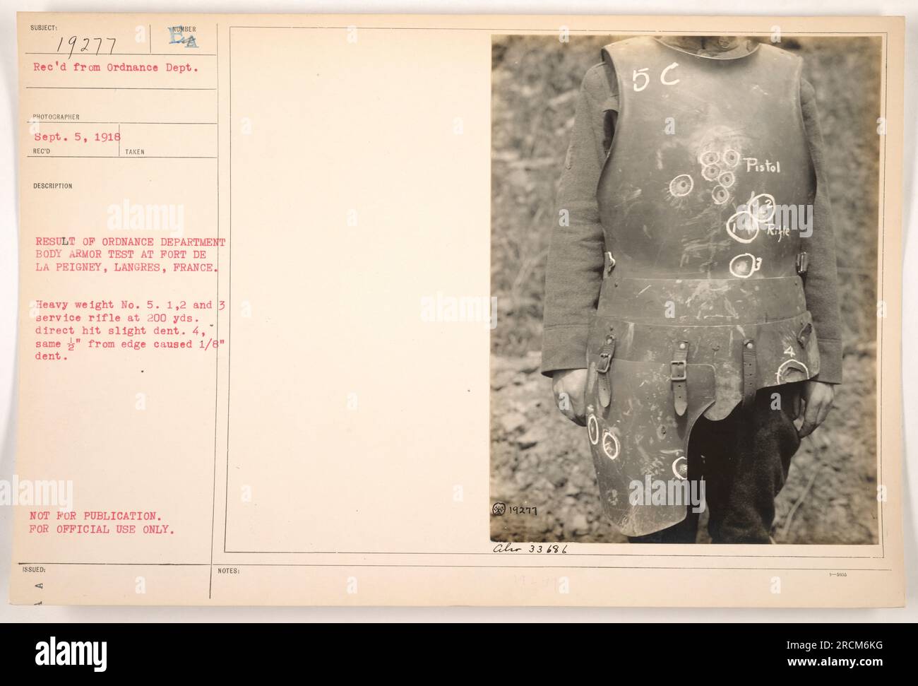 "A photograph capturing the result of an ordnance department body armor ...