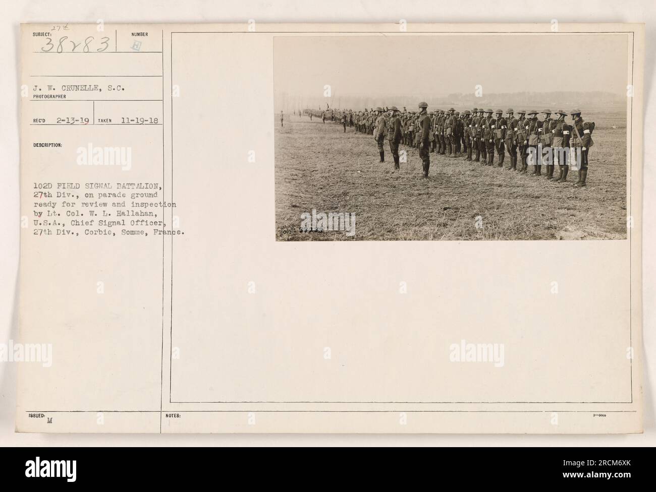 The image shows the soldiers of the 102D Field Signal Battalion, 27th ...