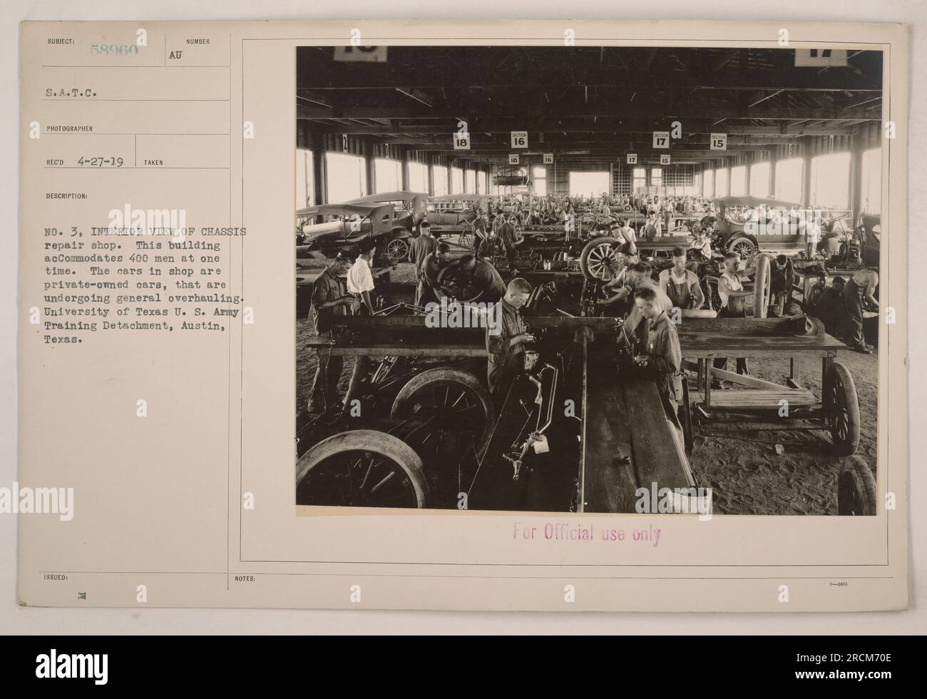 Interior view of a chassis repair shop in Austin, Texas. The shop can ...