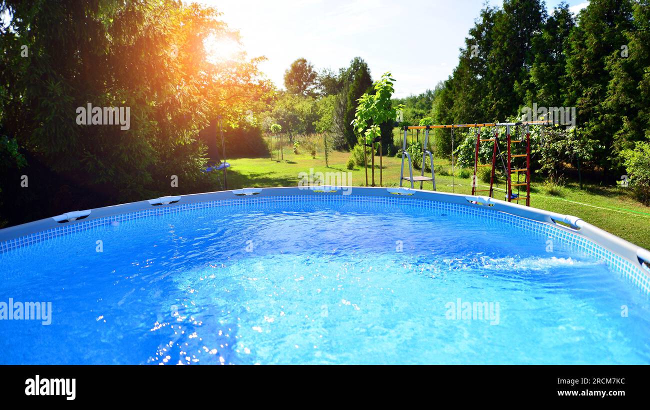 Swimming pool with metal frame for home and garden. Frame swimming pool ...
