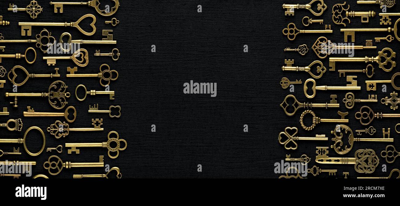 Vintage victorian style golden skeleton keys. Concepts of keys to ...