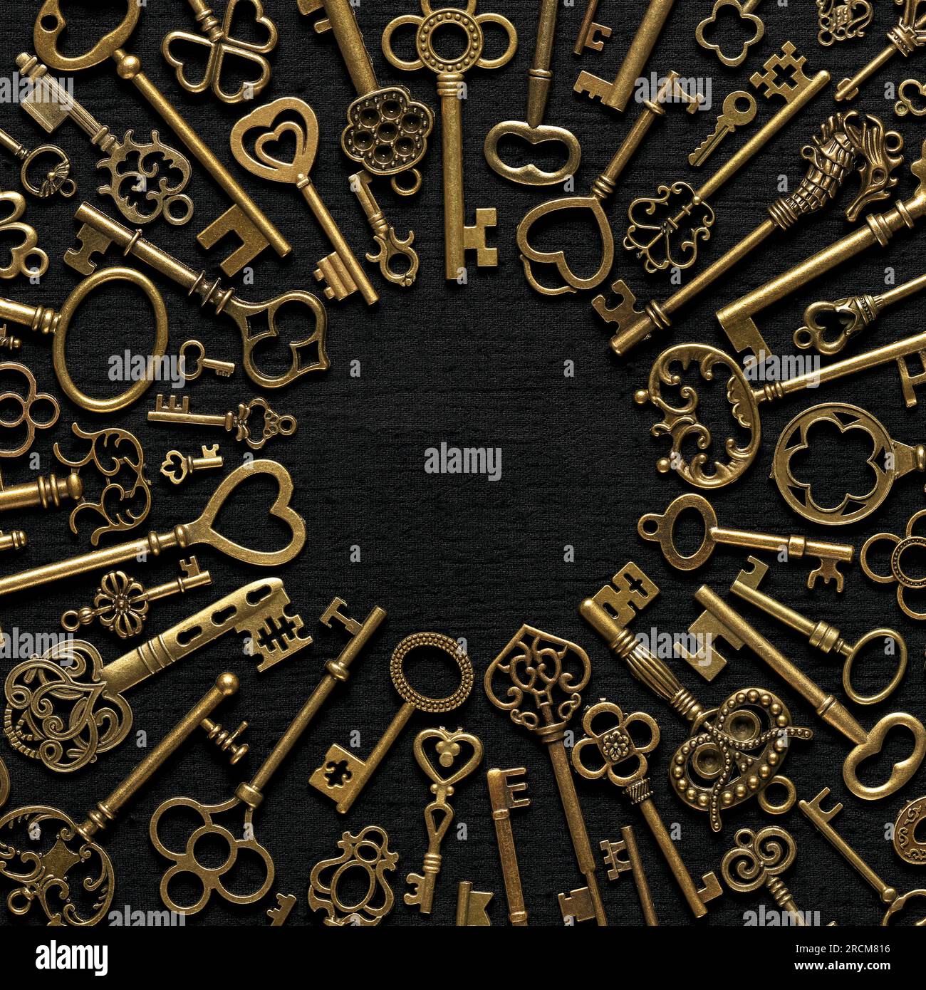 Vintage victorian style golden skeleton keys. Concepts of keys to ...