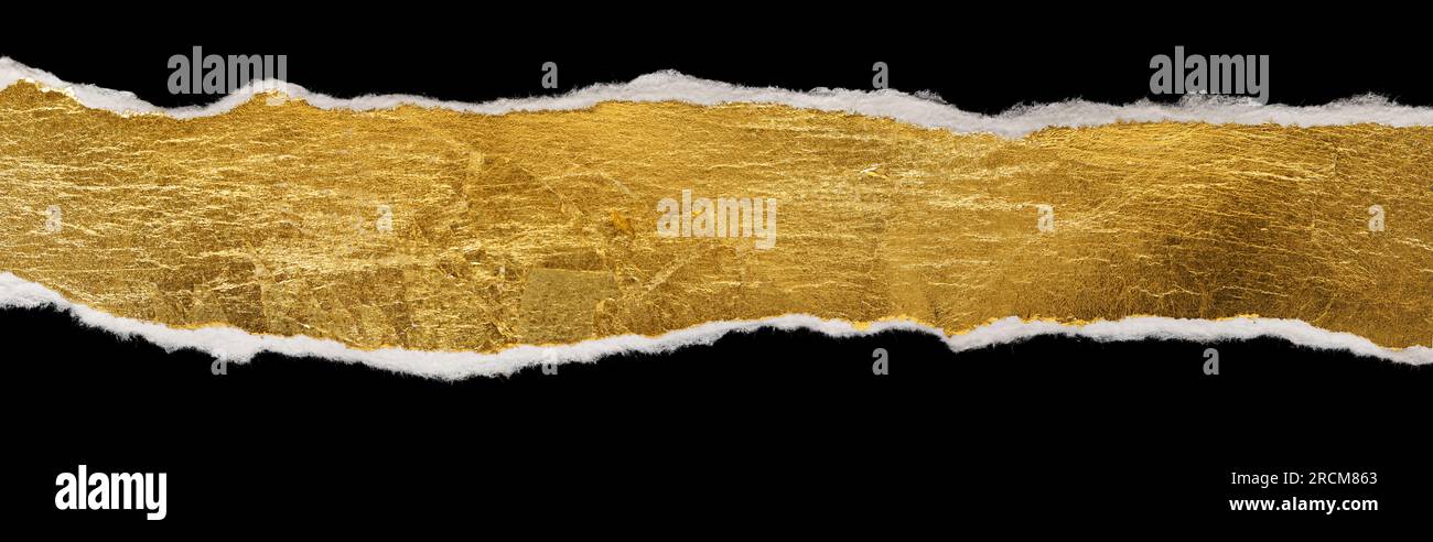 Torn piece of gold paper with shiny textured surface Stock Photo - Alamy