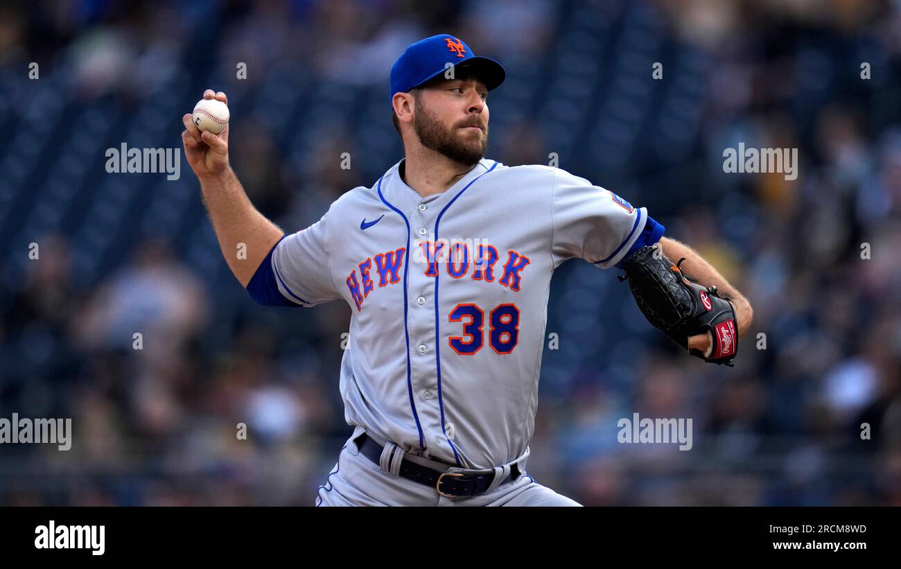New York Mets starting pitcher Tylor Megill delivers during the first ...
