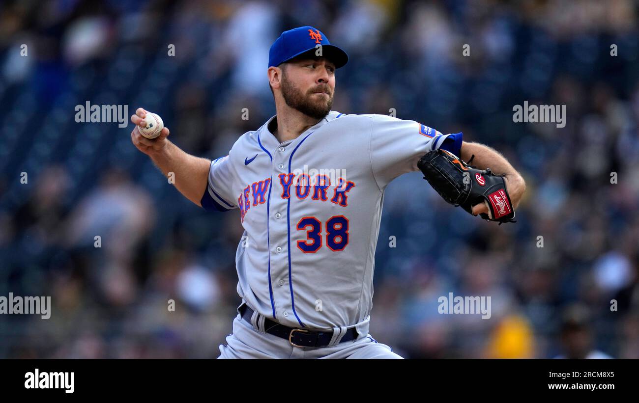 New York Mets starting pitcher Tylor Megill delivers during the first ...