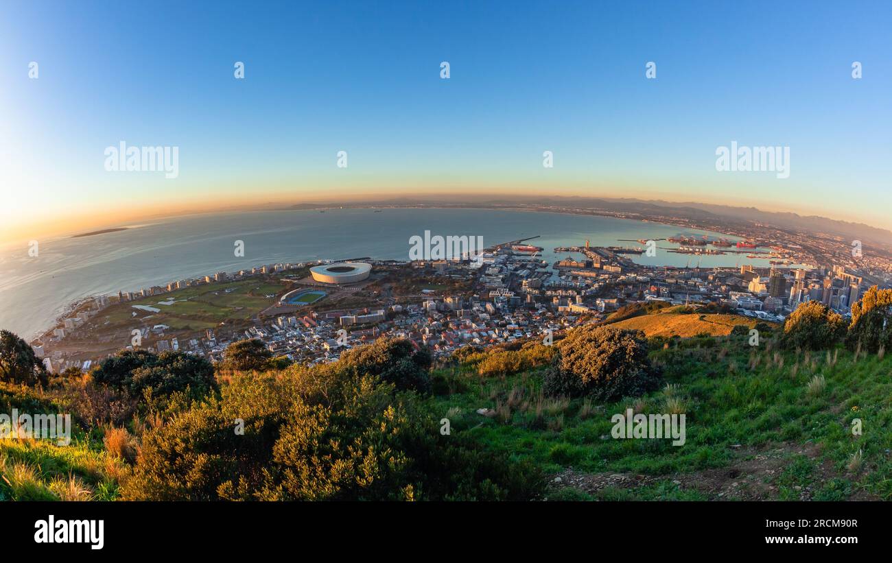 Cape Town Cityscape overlooking harbor waterfront seapoint Atlantic ...