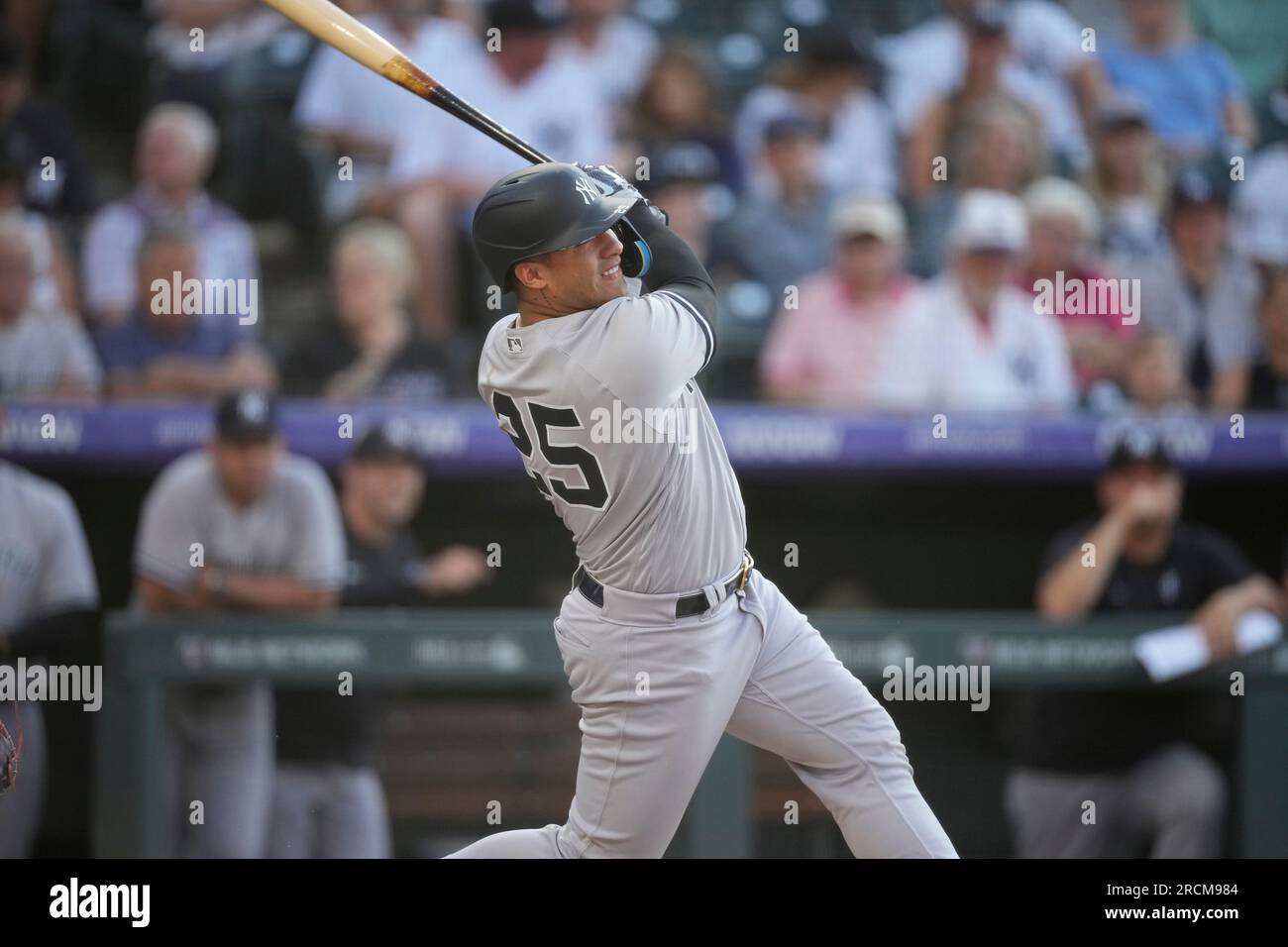 New York Yankees second baseman Gleyber Torres (25) in the first inning ...