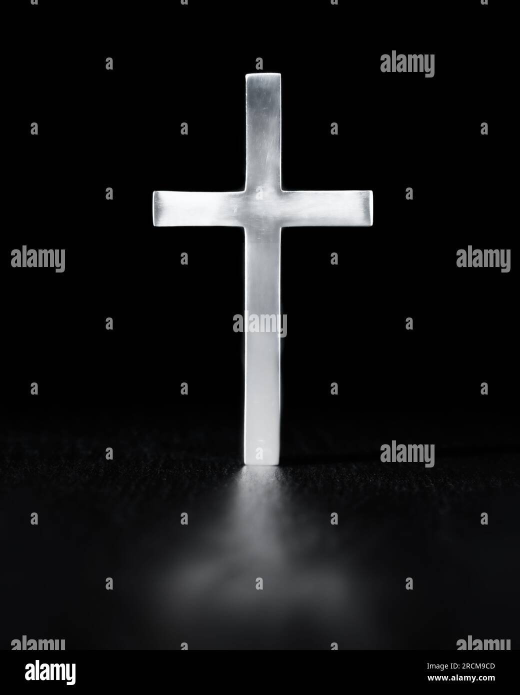 Shiny cross, simple Christian religious symbol, glowing brightly with ...