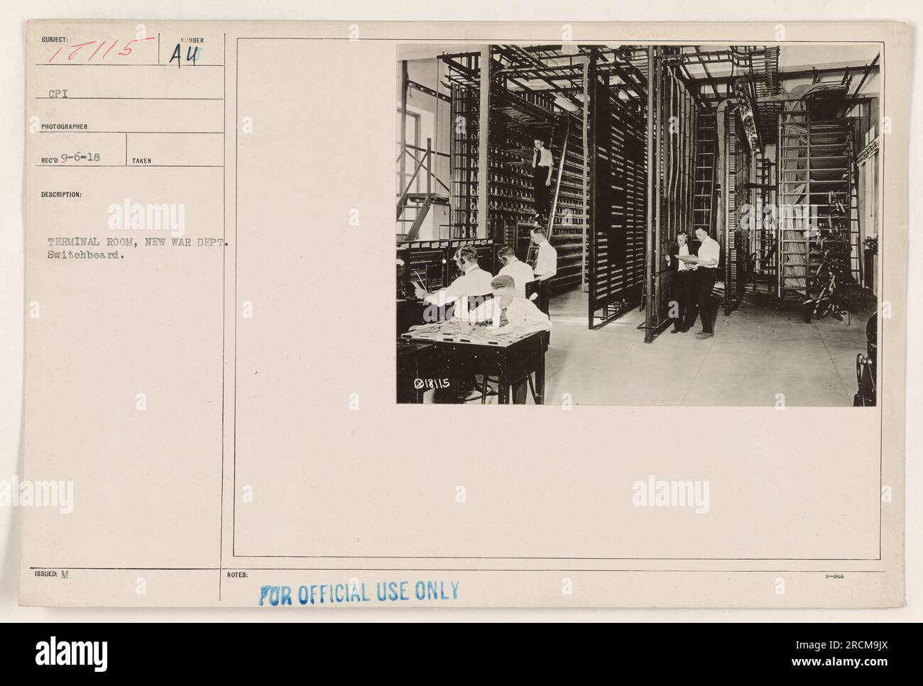 US military personnel using the switchboard in the New War Department ...