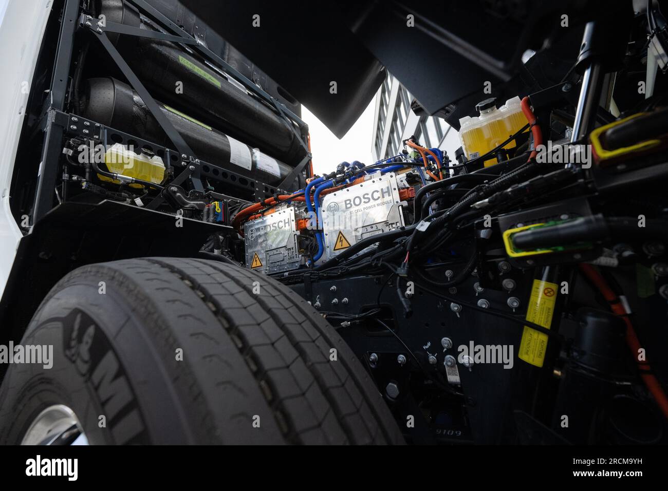 Stuttgart, Germany. 12th July, 2023. A fuel cell drive system for ...