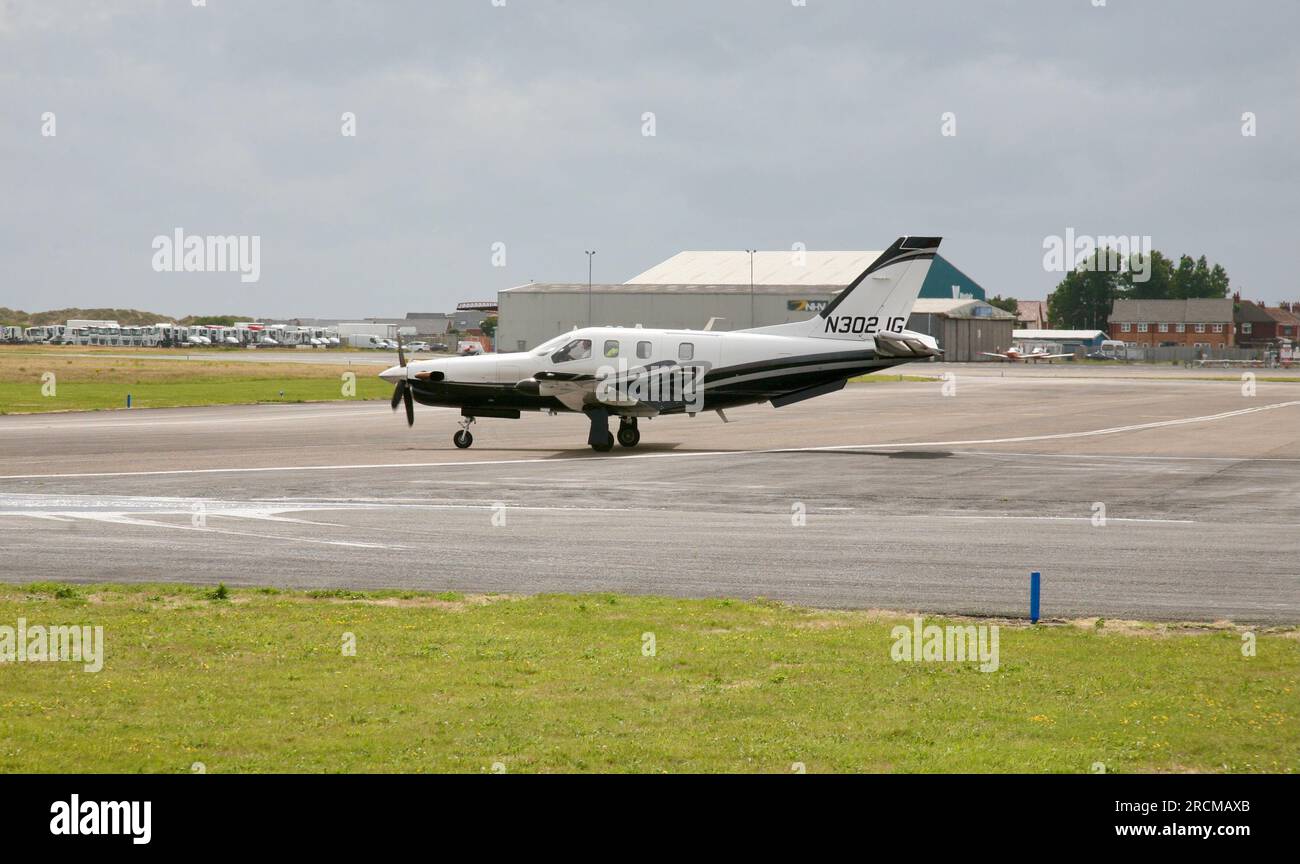 A small jet on the runway at Blackpool Aerodrome, Blackpool, Lancashire ...