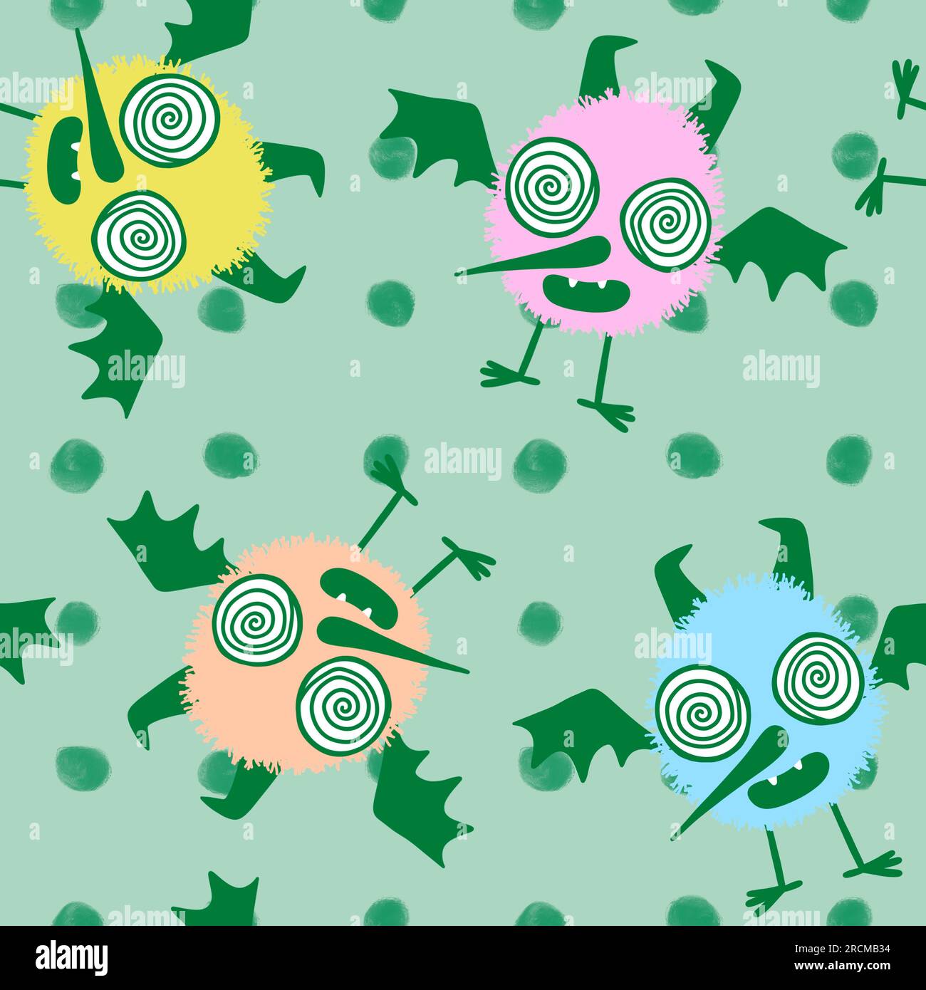 Halloween monsters birds seamless cartoon cute vampire pattern for ...