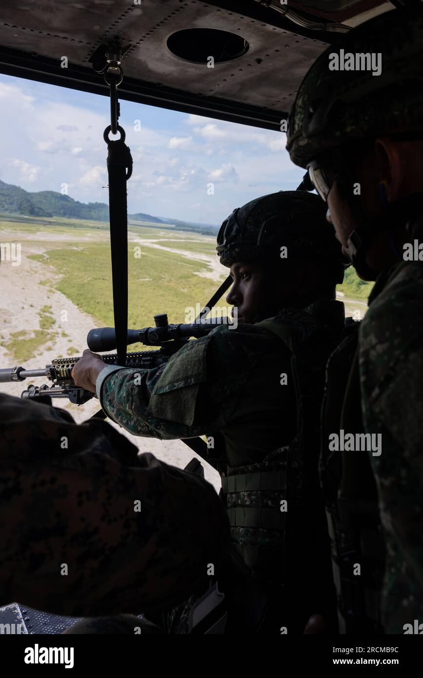 Philipine Marines conduct aerial sniper training aboard a U.S. Marine ...