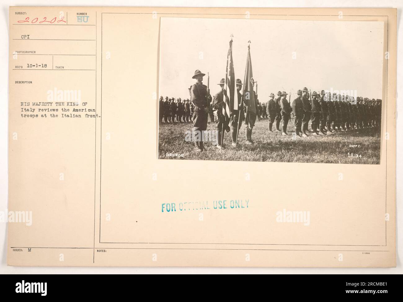 King of Italy reviewing American troops on the Italian front during ...