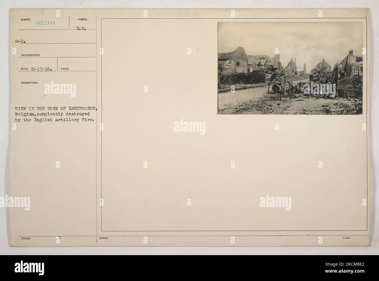 Caption: "View of the town of Zandvoorde, Belgium, showing complete ...