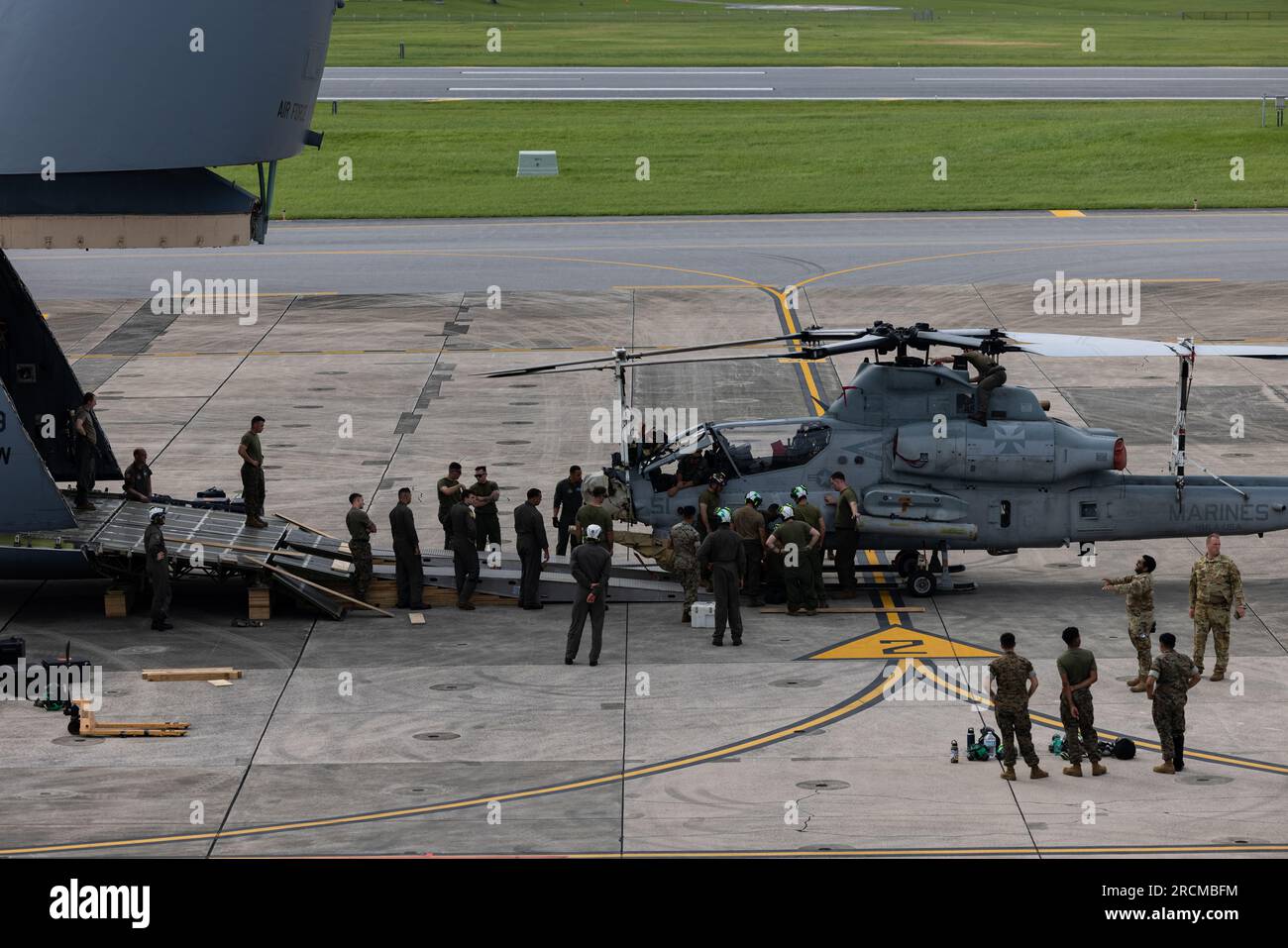 U.S. Marines with Light Attack Helicopter Squadron (HMLA) 169, deployed ...