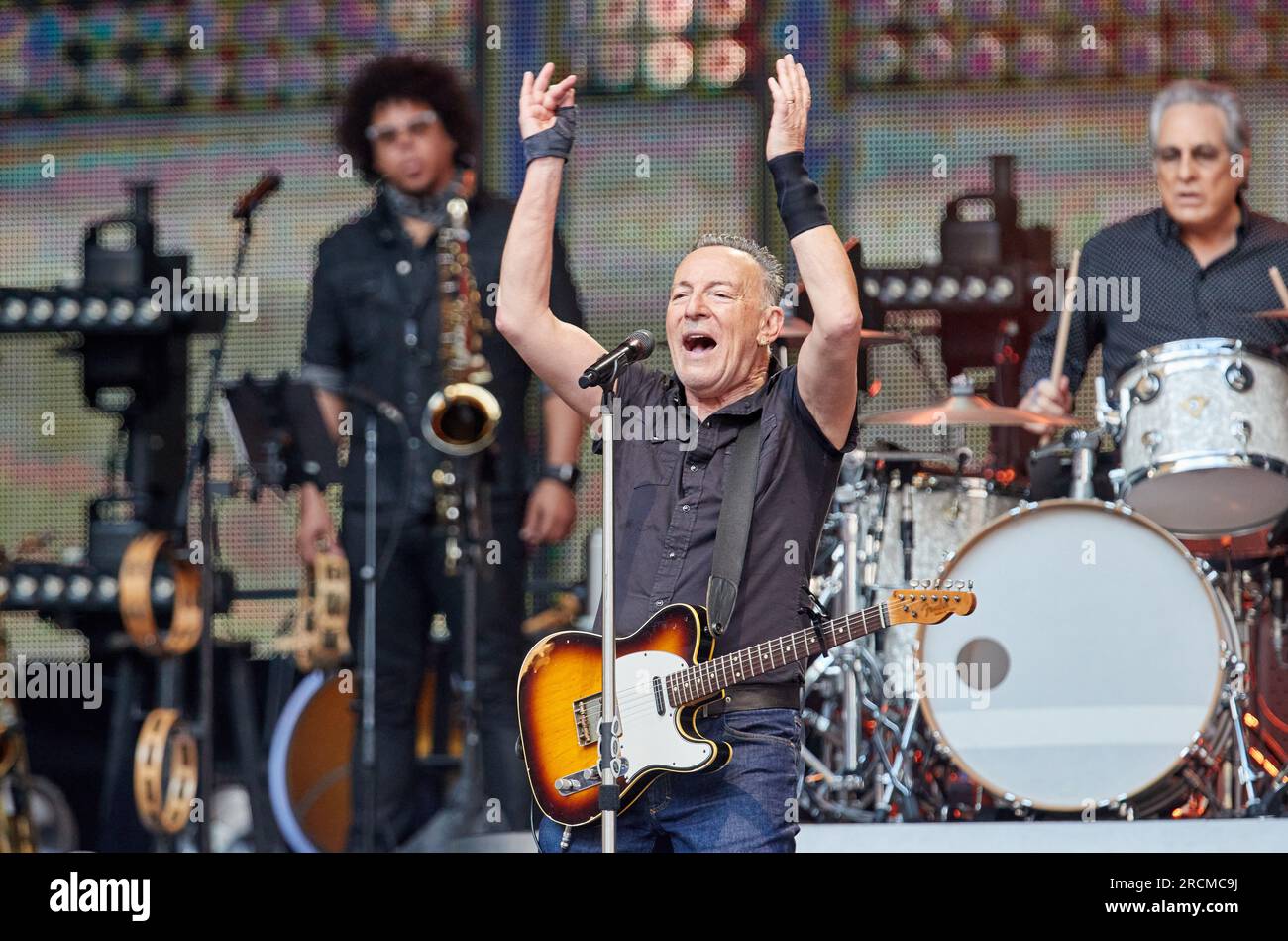 Hamburg, Germany. 15th July, 2023. U.S. musicians Jake Clemons ...
