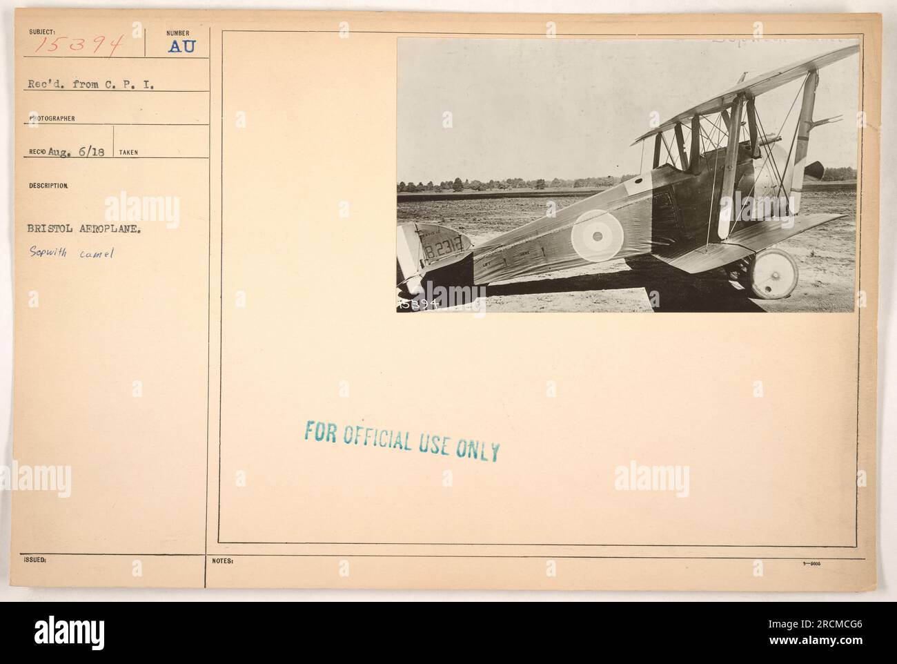 A Sopwith Camel aircraft, known as the Bristol Aeroplane, captured ...