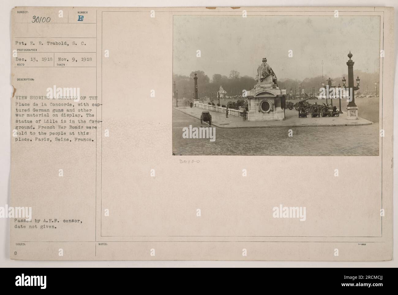 "View of Place de la Concorde, Paris, France showing captured German ...