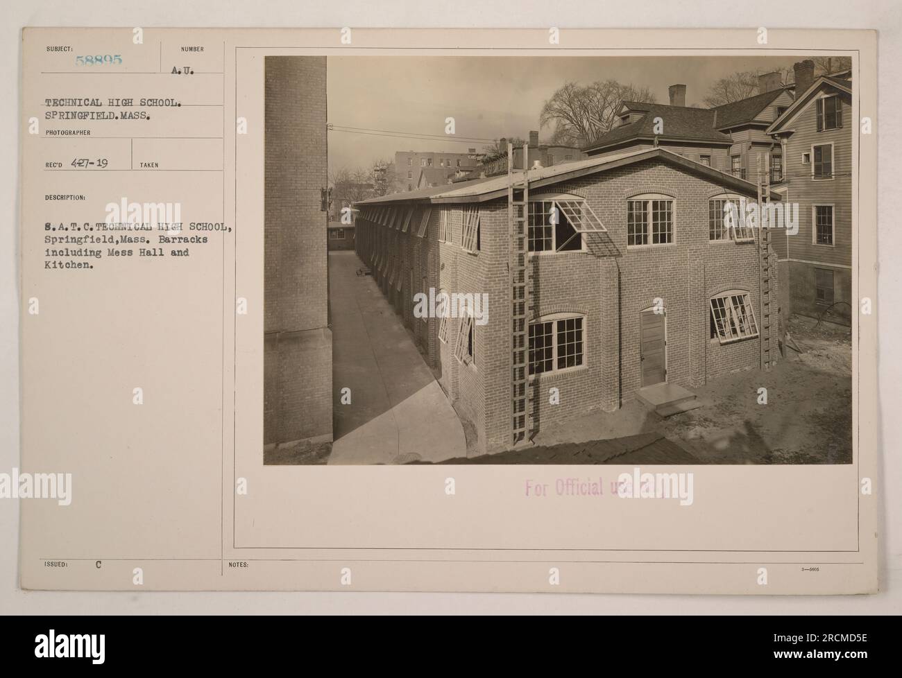 Barracks and mess hall with kitchen at the S.A.T.C Technical High ...