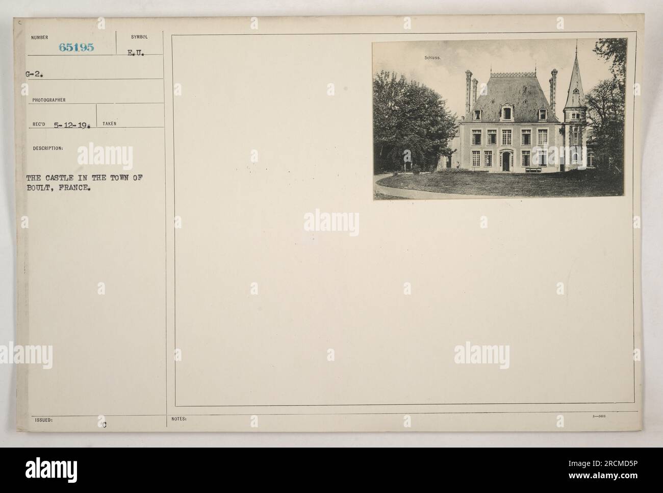 The image features the castle located in the town of Boul, France ...